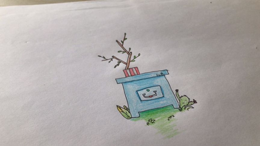 如何画简单的小桌子与花盆?是不是超级简单,快来拿起画笔试试吧