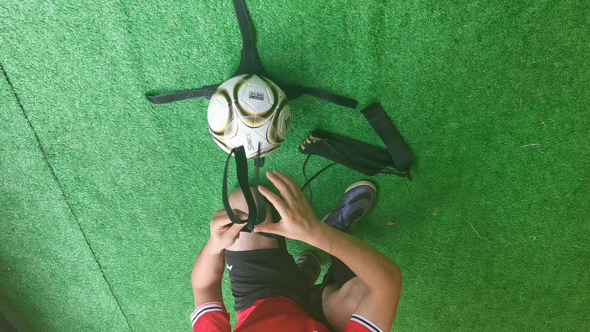 “足球训练回旋绑带”的安装方法、使用方法、以及注意事项