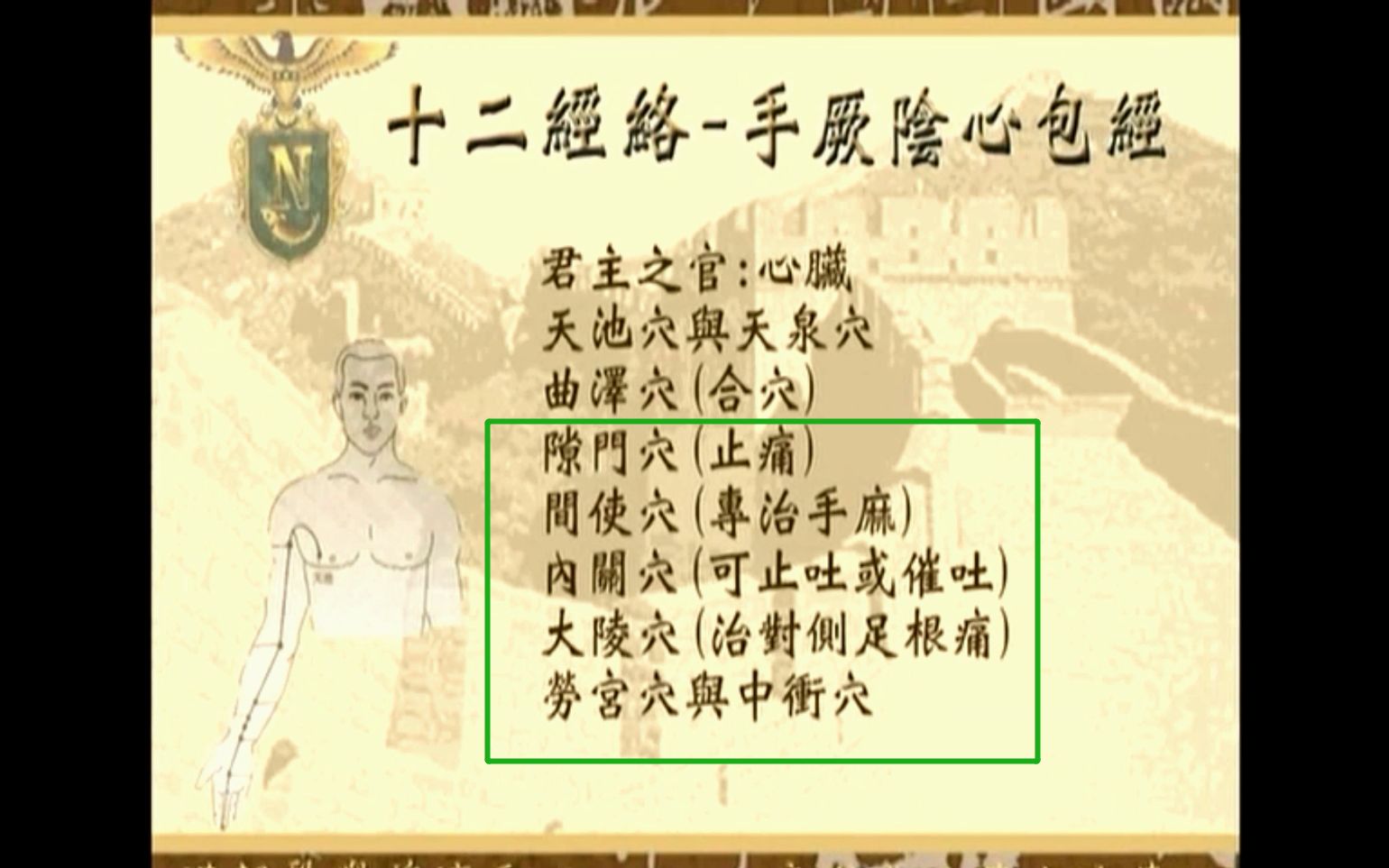 ...大陵 劳宫 中冲 公孙内关胃心胸 控制吐 动脉血管堵塞 胃痛心脏痛 下痢