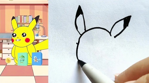 1304. 可爱的皮卡丘,简笔画,少儿创意美术
