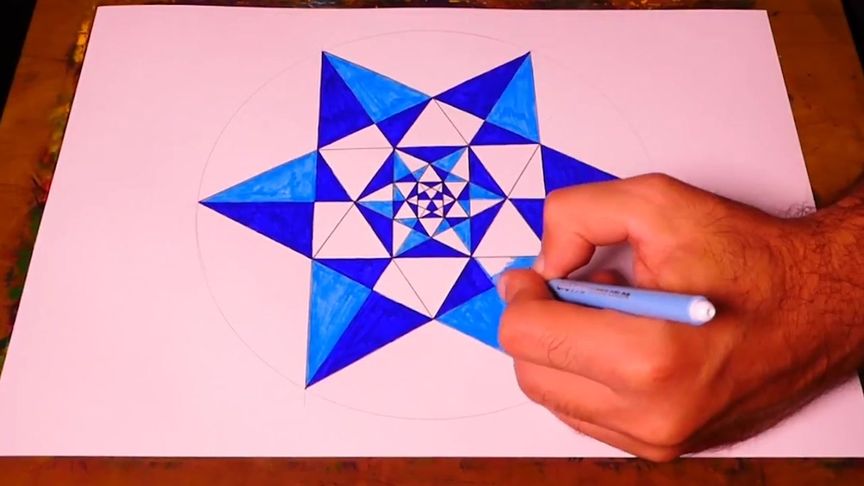 牛人用圆规画的六角星,看着艺术感满满的!