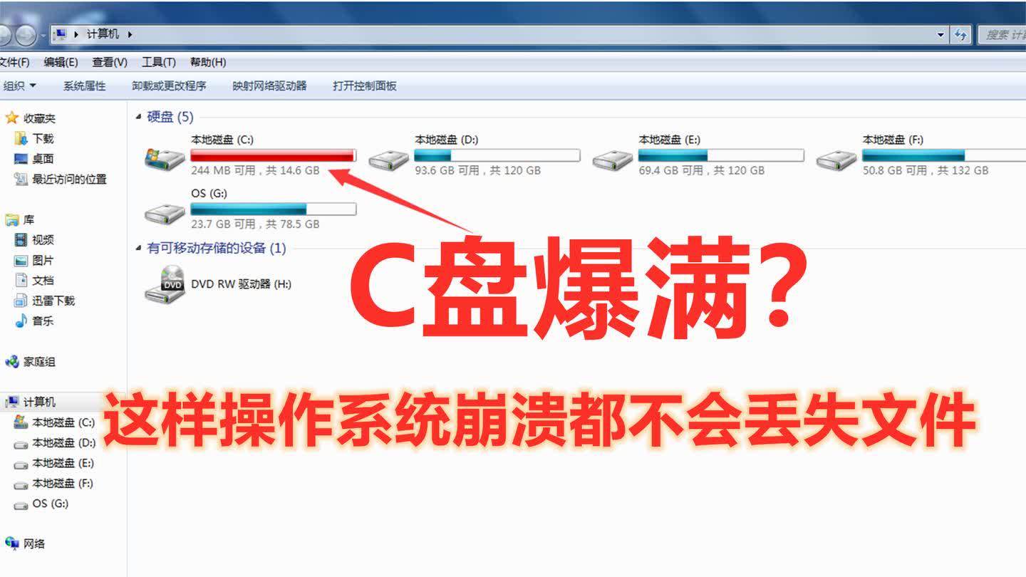 C盘爆满变红?这样操作再也不会满,.