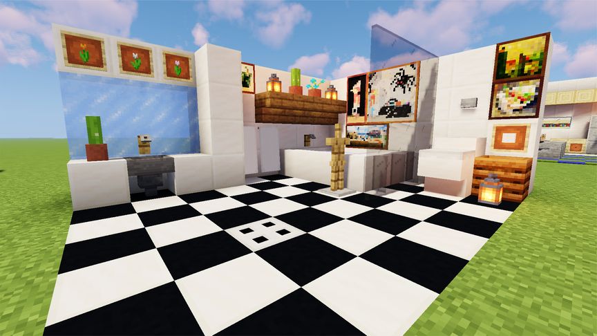 【我的世界建筑教学】 Minecraft建筑 内装卫生间 新手向