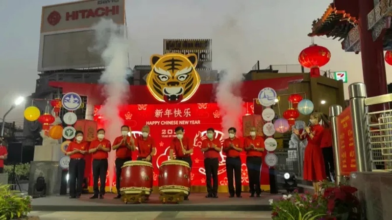 泰国旅游局咚咚锵揭开虎年春节序幕 泰国国家旅游局在曼谷唐人街...