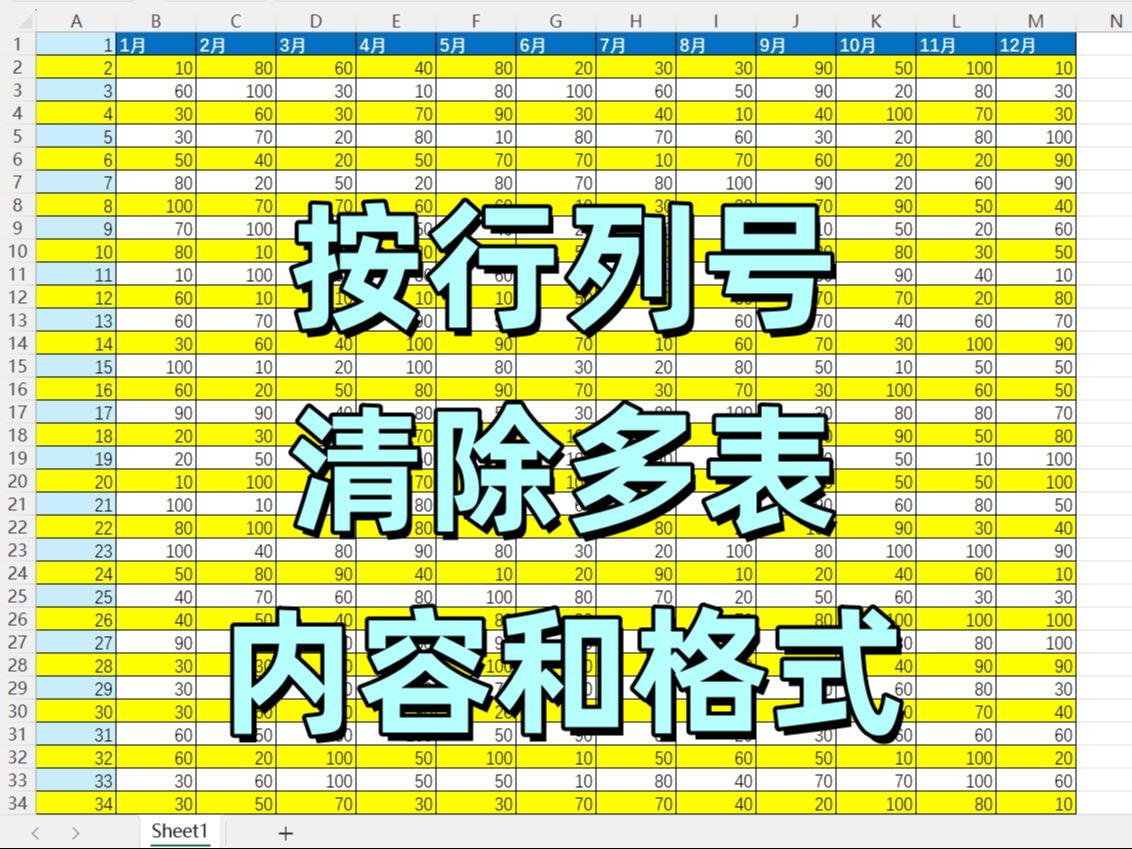 336-按行列号清除多表内容和格式 Excel高效办公程序