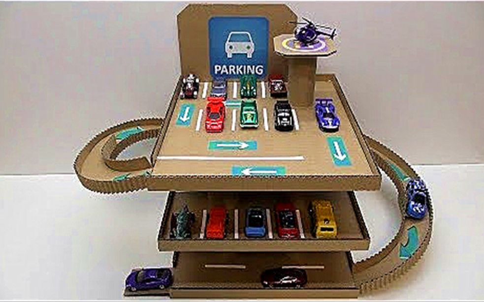 【手工DIY】如何用纸板制作停车场,我可是家里有停车场的人~~