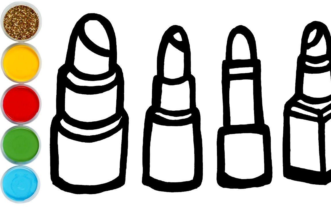 口红简笔画涂色,亲子趣味绘画,涂上颜色就不一样咯