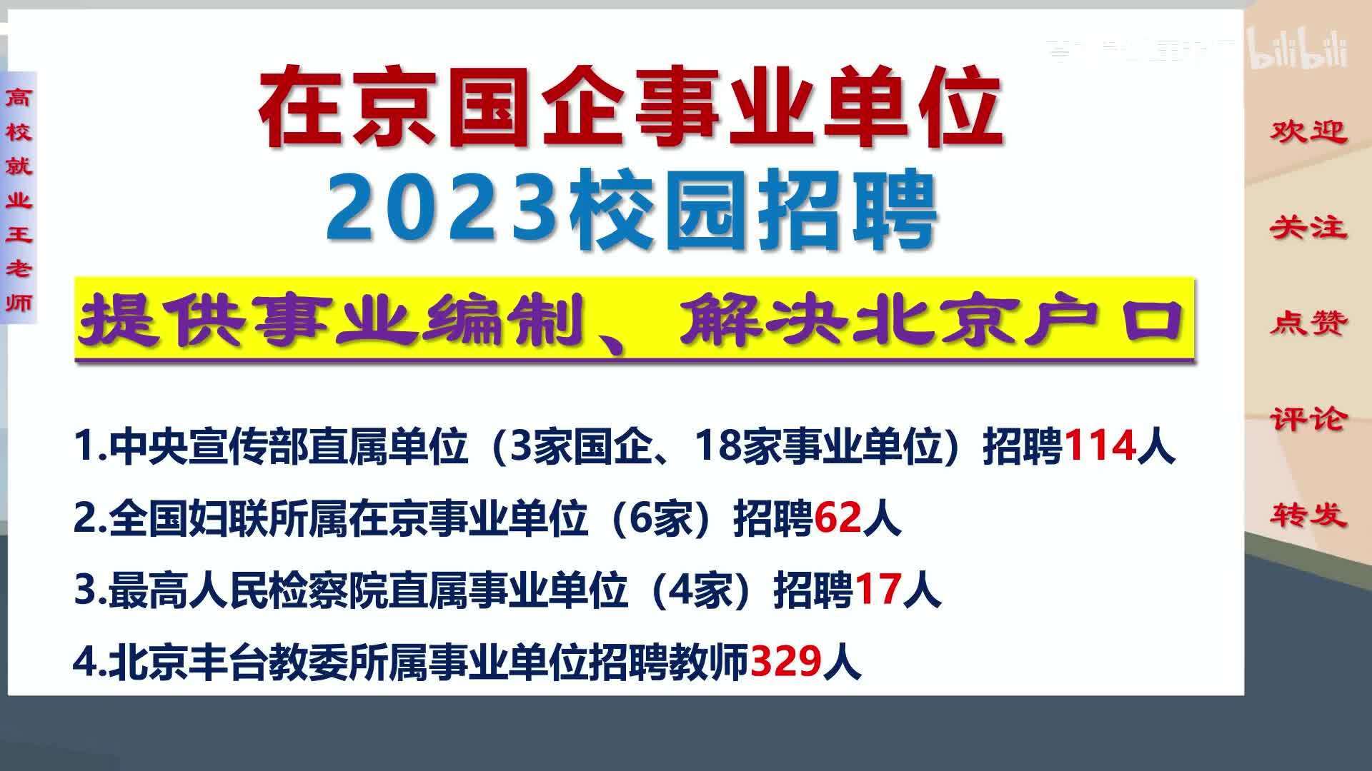 在京央企国企事业单位2023校园招聘