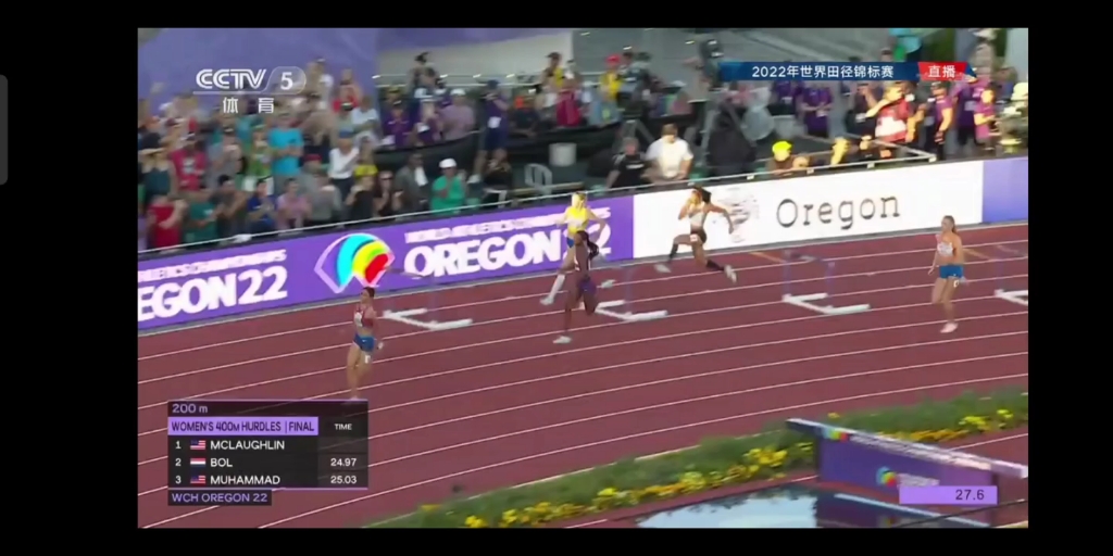 (田径赛事)2022俄勒冈田径世锦赛女子400M栏决赛: 美国迈克劳林...