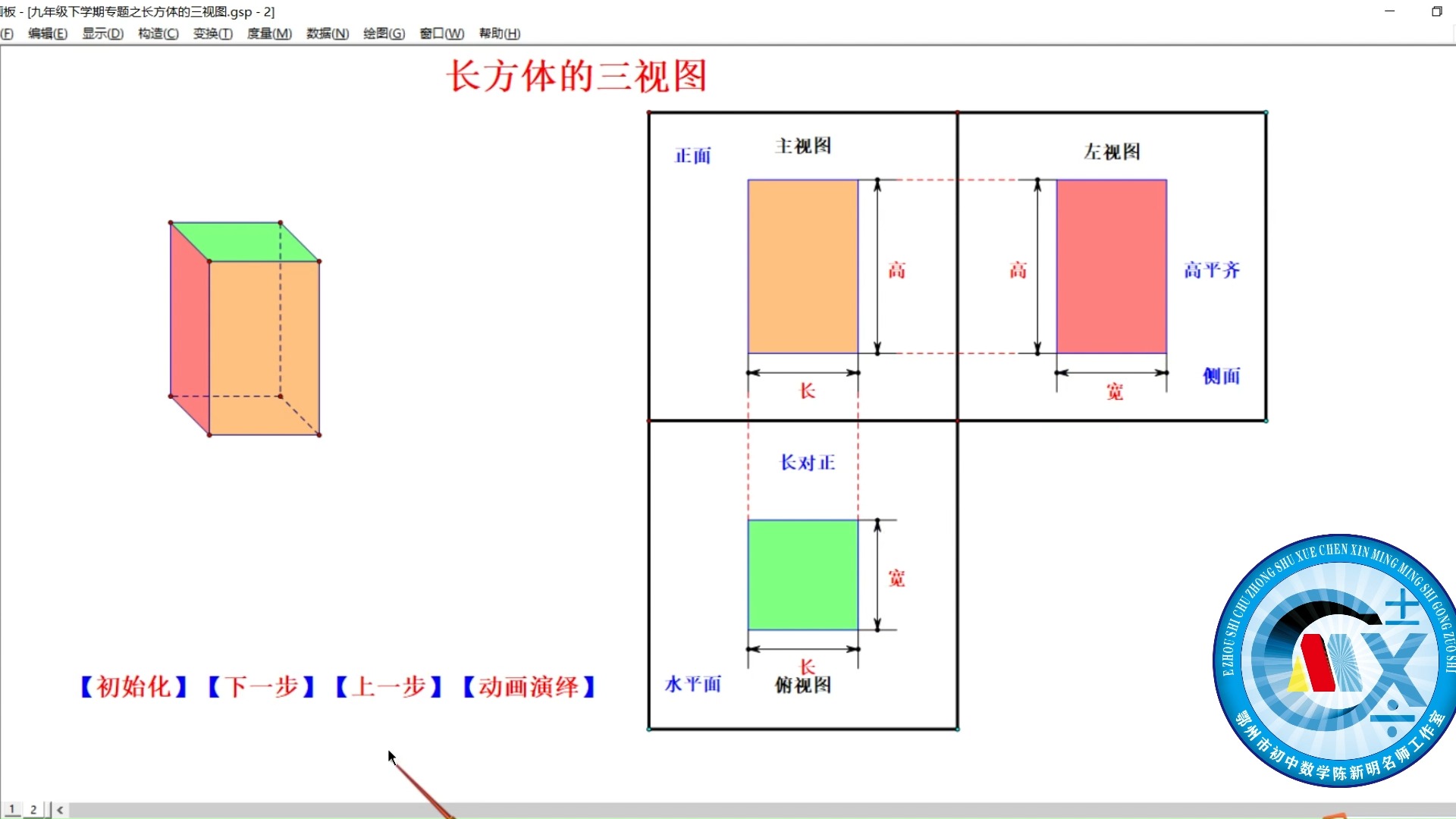 趣味几何画板:制作长方体的三视图
