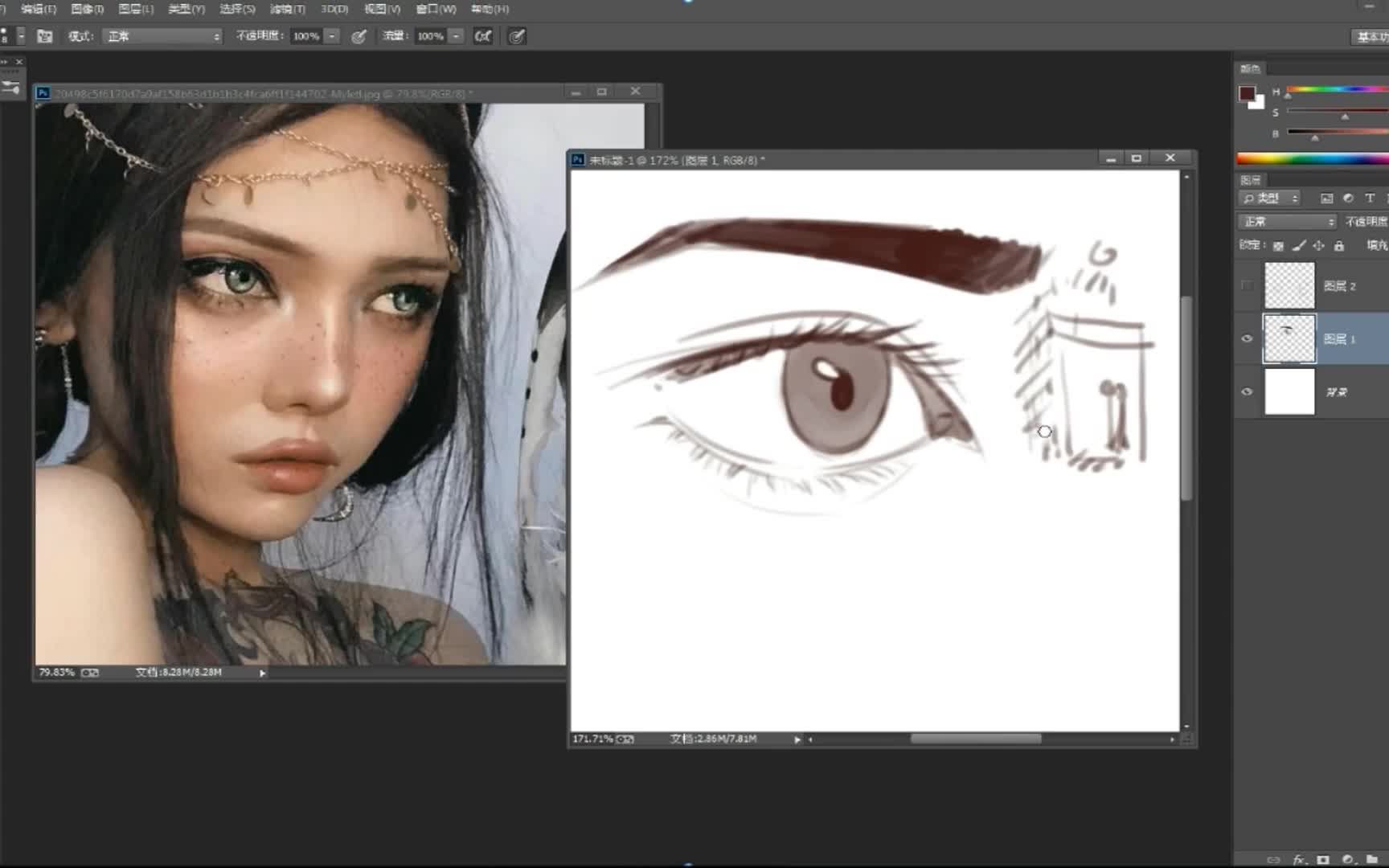 板绘两只眼睛画歪 PS板绘,怎么样上色步骤?