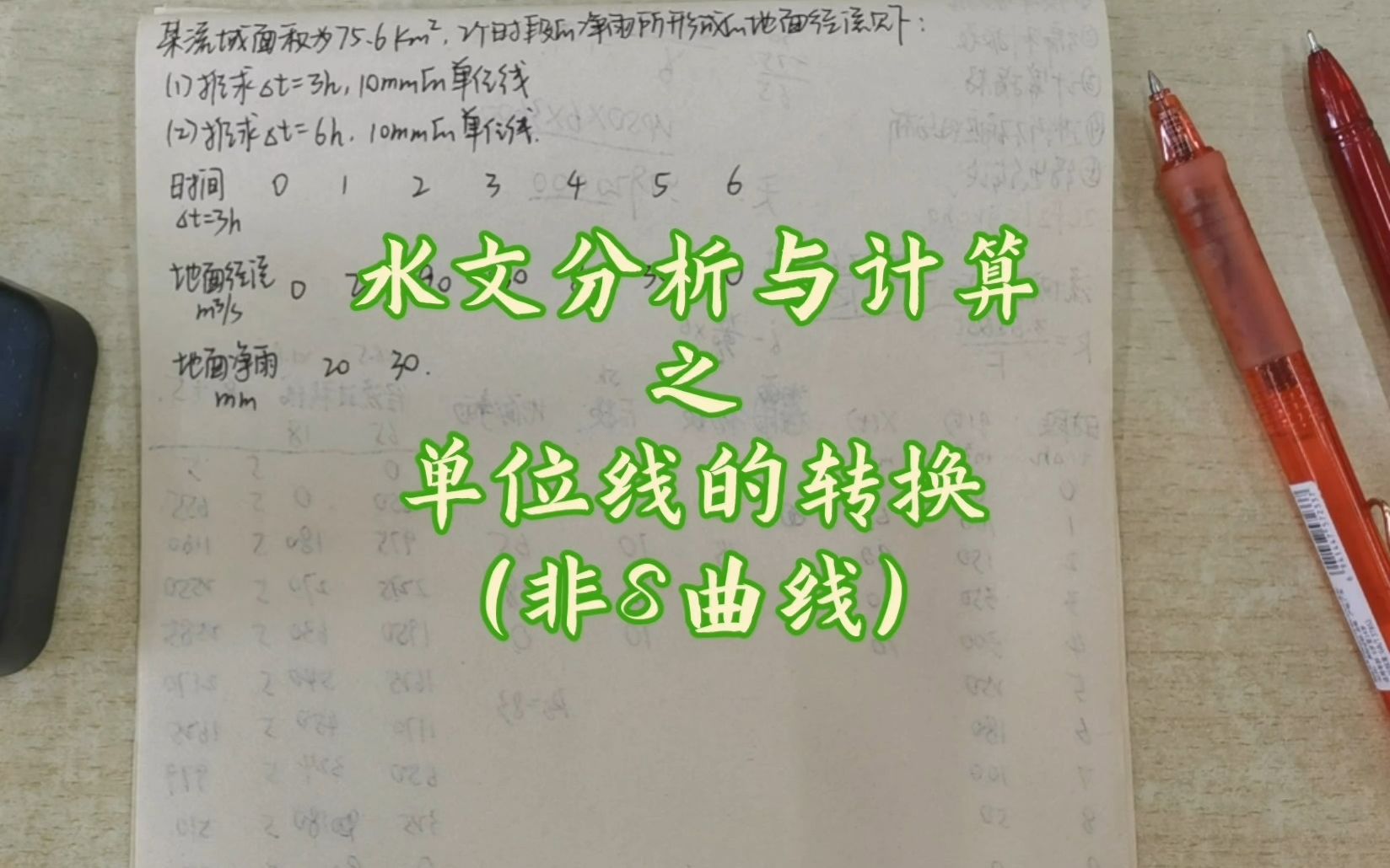 水文分析与计算之时段单位线的转换(非S曲线)