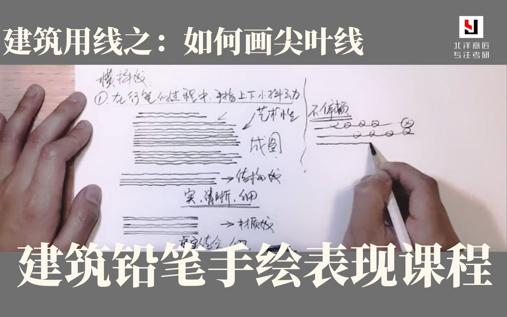 【建筑学考研】建筑铅笔手绘表现课--画尖叶线 |建筑快题设计|天大...