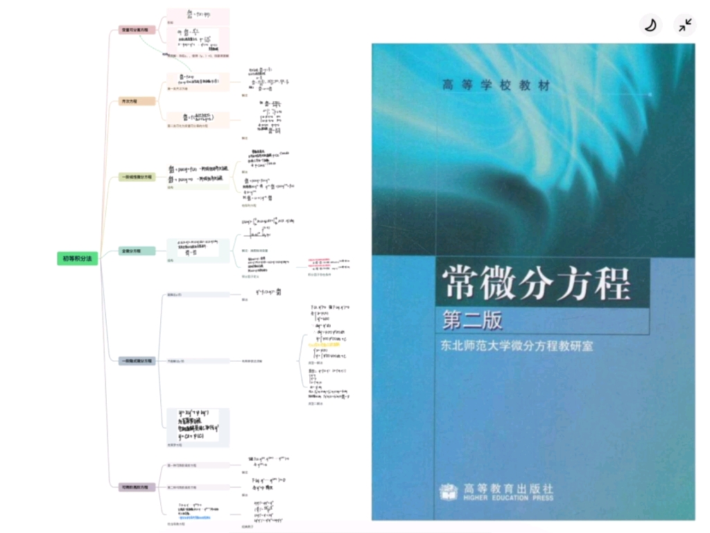 常微分方程|初等积分法|思维导图|数学与应用数学