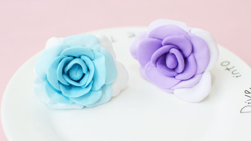 超轻粘土泥制作渐变色玫瑰花,比真的花还要漂亮,简单又好玩