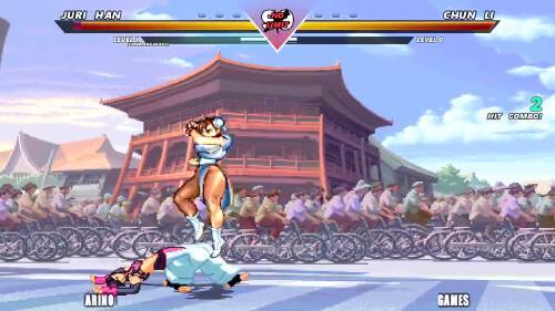 街霸韩蛛俐 VS春丽I!两个女武将打的不亦乐乎,街机游戏