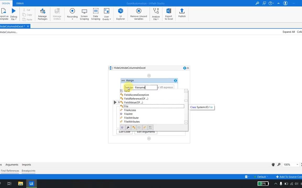 Hide_ Unhide Columns in Excel with Invoke Code _ UiPath _ (Excel ...