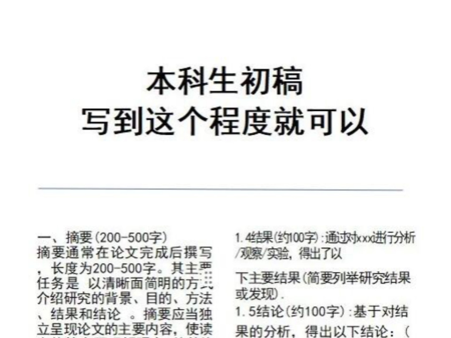 本科生论文初稿写到这种程度就可以