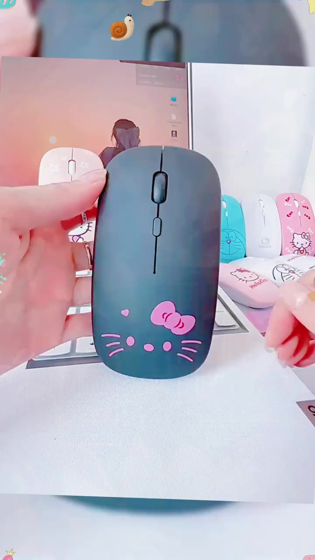 无线鼠标蓝牙静音女生可爱卡通充电式通用联想惠普苹果笔记本台式#...