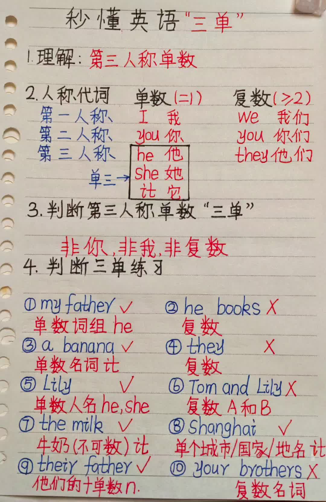 秒懂英语“三单”#英语口语 #英语语法 #英语学习 #英语知识