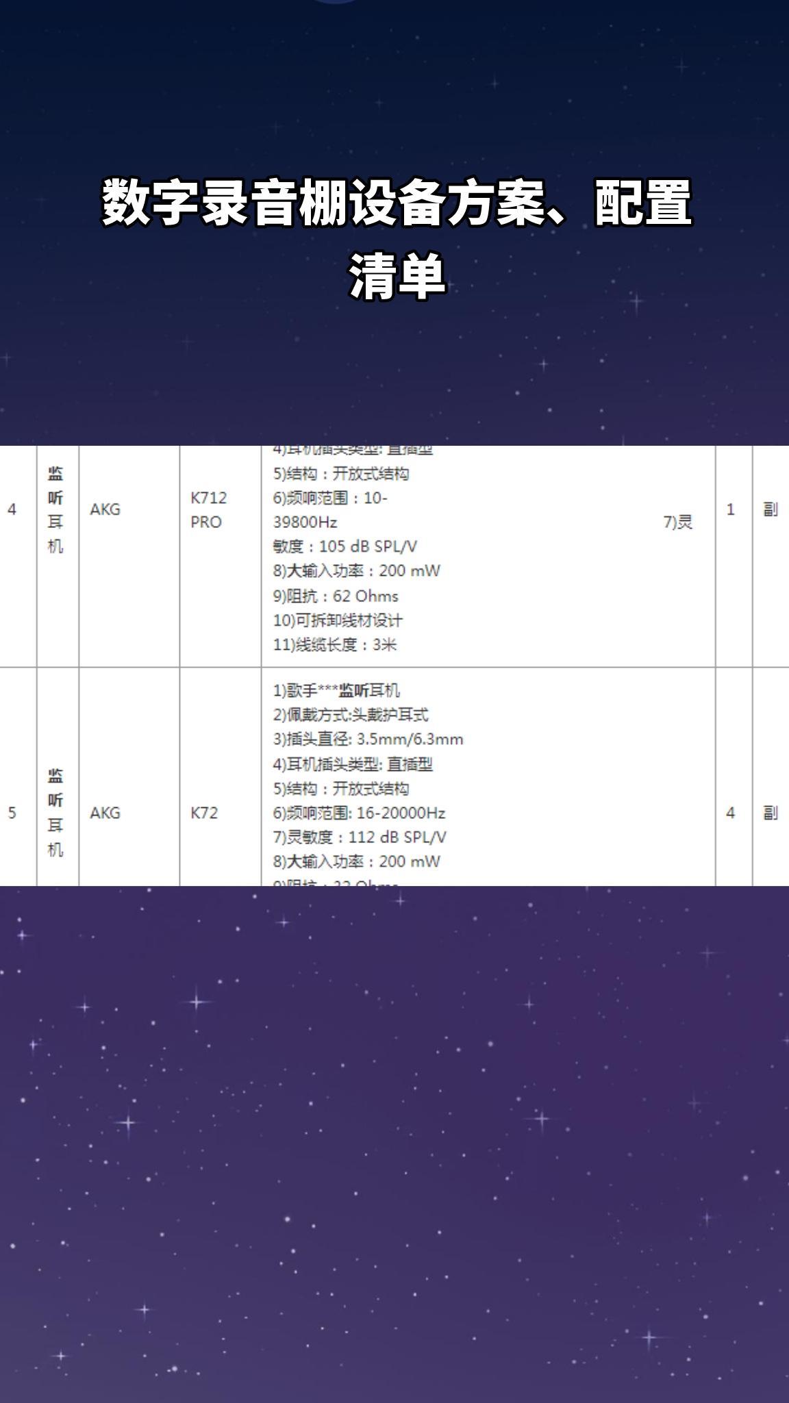 数字录音棚设备方案、配置清单