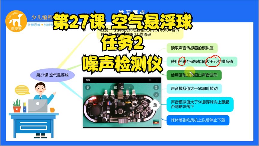 第27课空气悬浮球任务2噪声检测仪--声音传感器应用