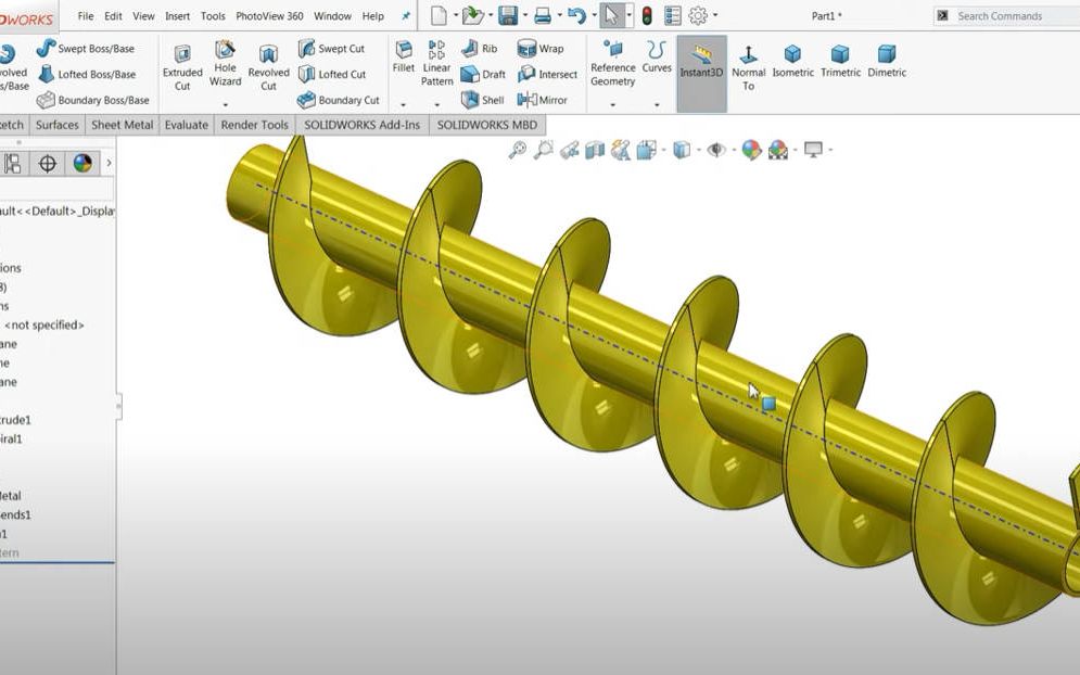 螺旋翅片SolidWorks画法