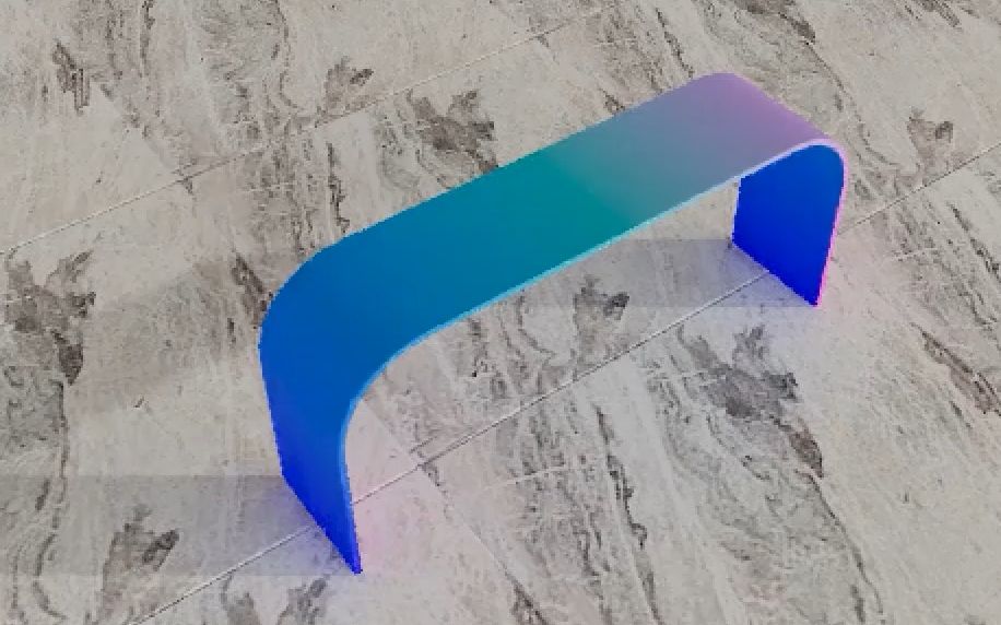 这种渐变效果如何在3DMAX中随模型的弧度变化而变化?