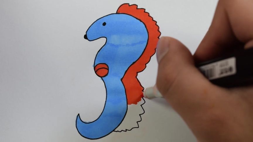 数字简笔画,用数字6画出卡通海马,简单易学画出来太可爱了