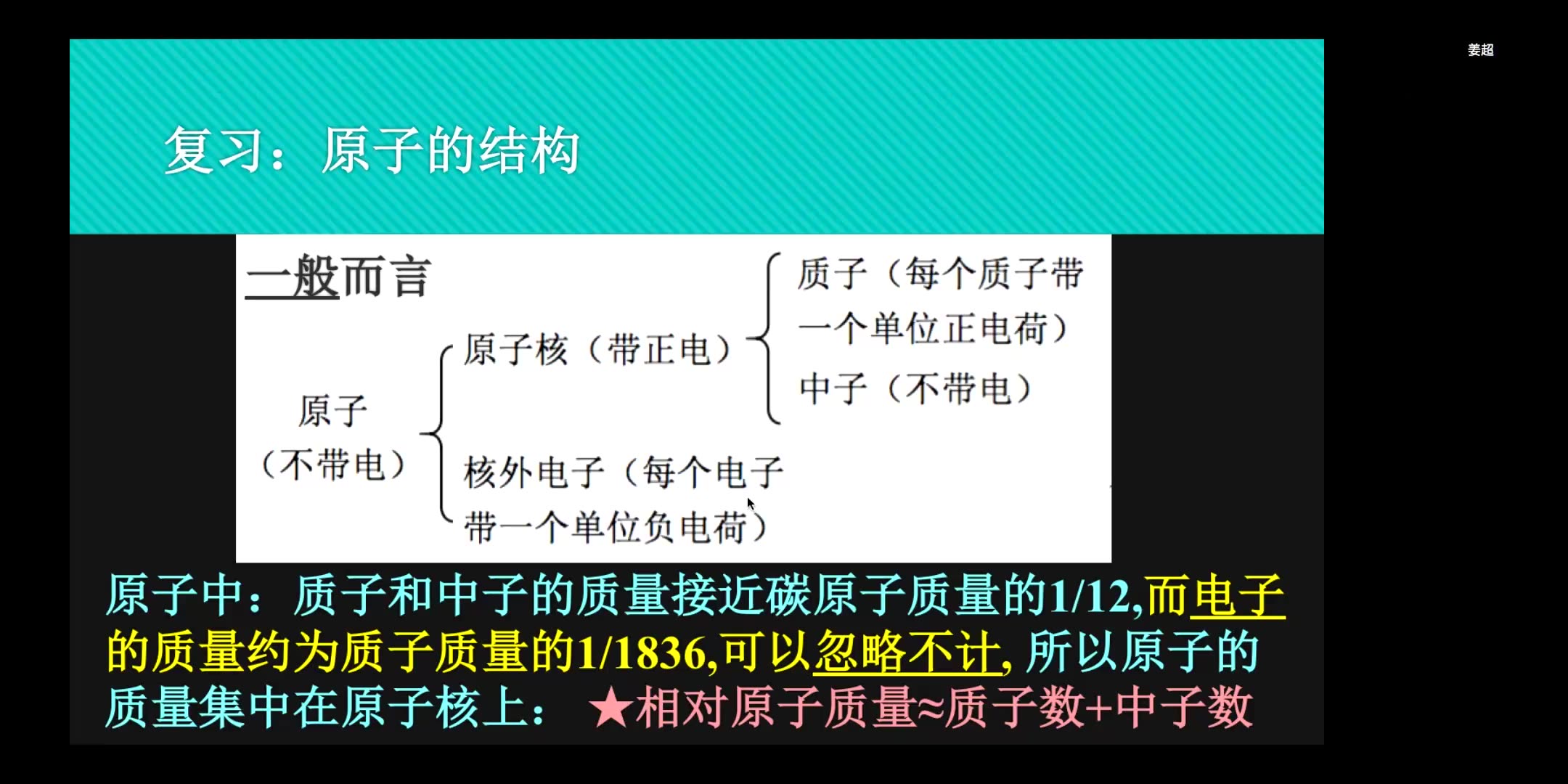 JC初三化学总复习:相对原子质量及相关计算