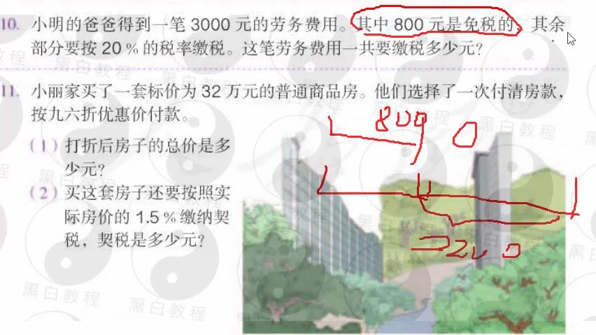 6年级下册14页税率百分数应用题 扩展练习 百分百学会