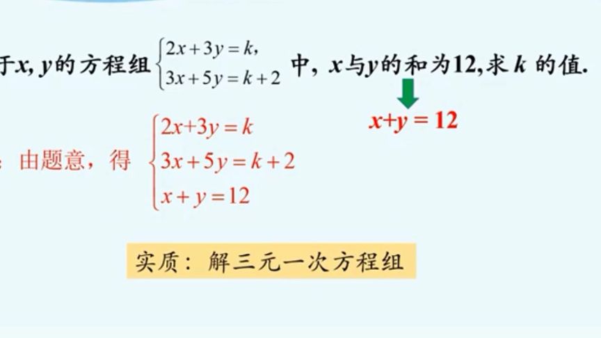 3、二元一次方程组-字母参数问题,第二种方法你想到了吗?