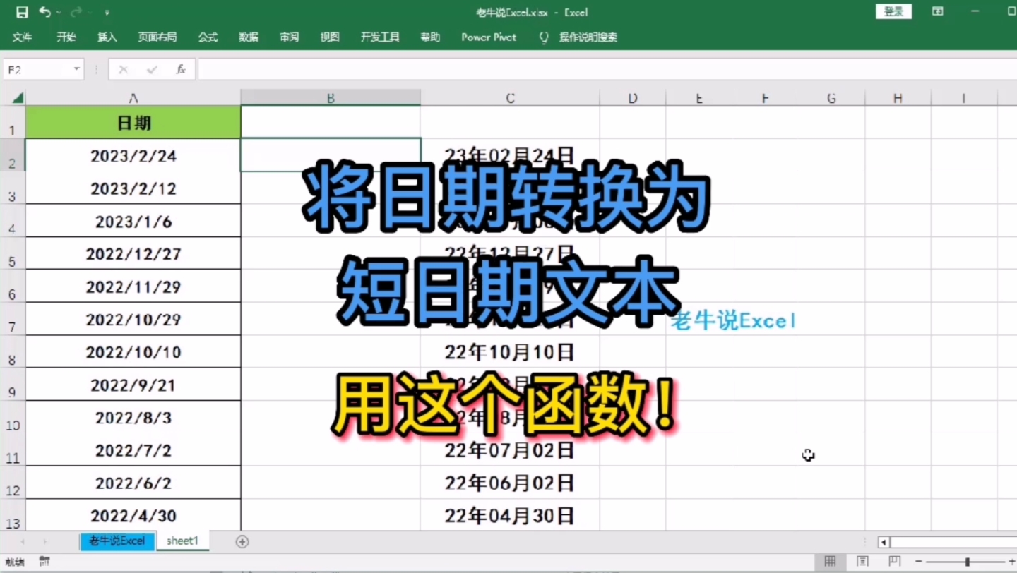 将日期转换为短日期文本,用这个函数!