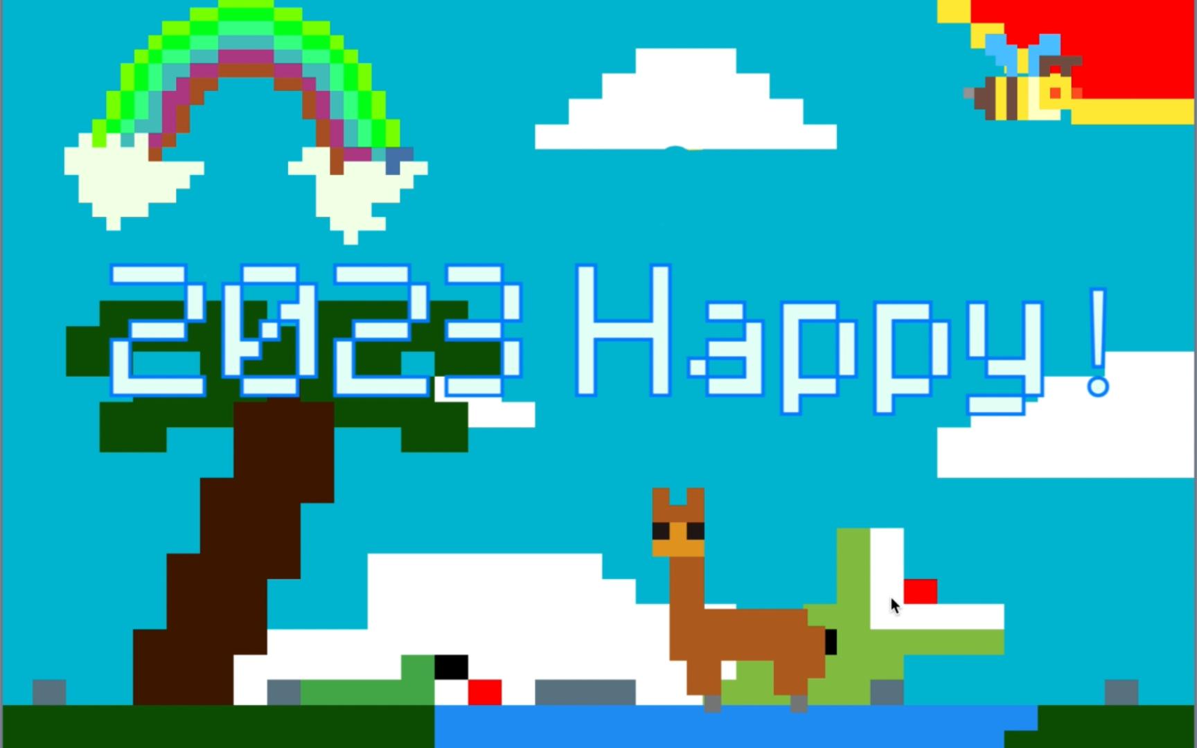 用Scratch做一个像素风的2023新年贺卡吧!代码开源,拿走不谢!