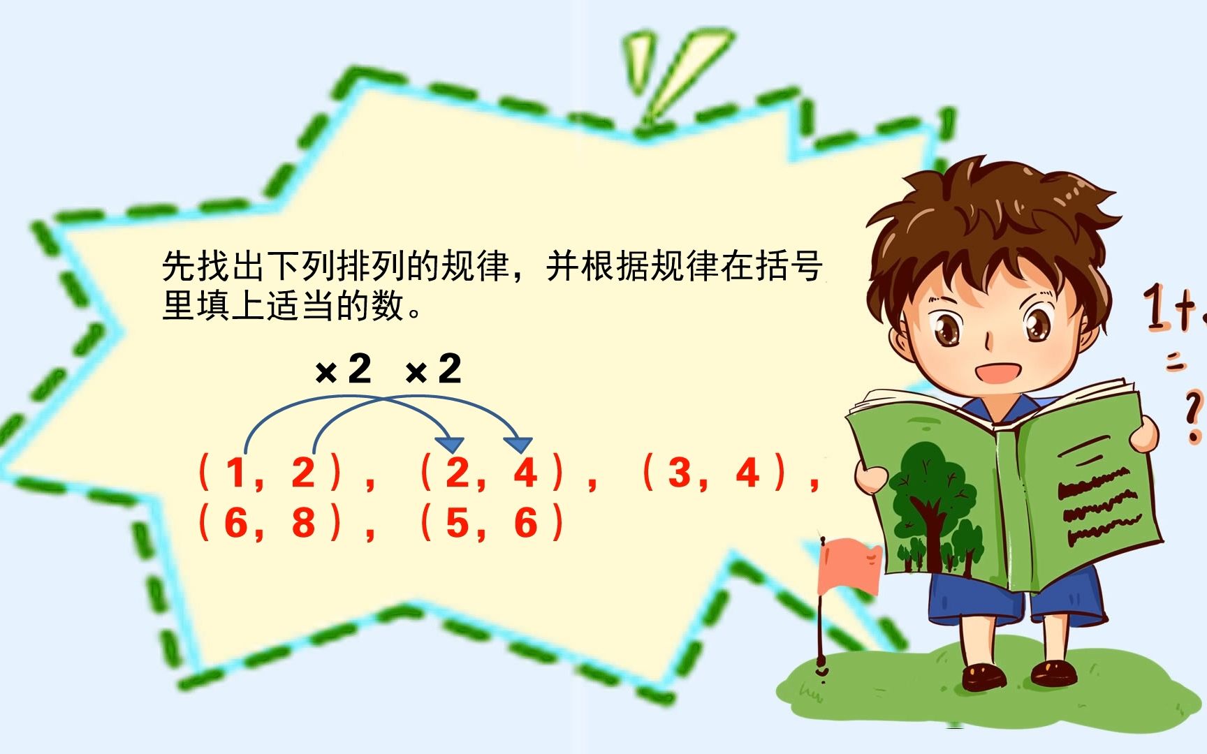 四年级找规律填数:1,2,2,4,3,4,6,8,5,6,( ),( )