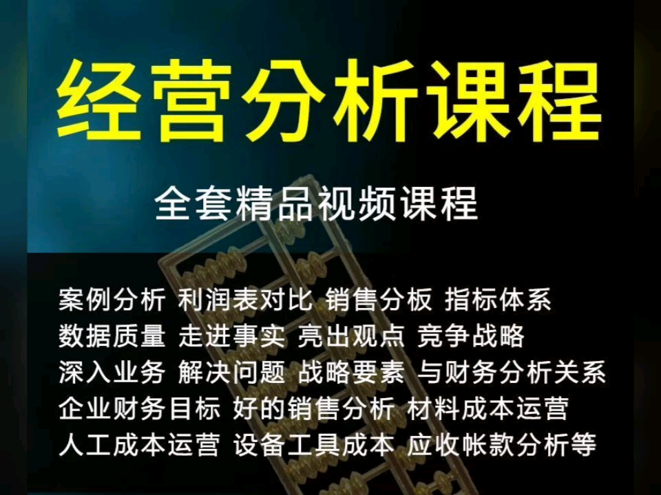 公司企业经营分析视频教程全集经营分析讲座培训课程案例分析讲解