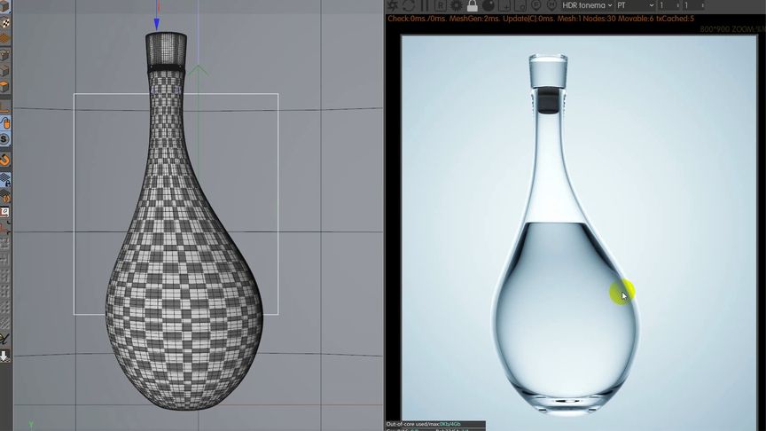 【七喜C4d教学】玻璃瓶建模渲染贴图灯光制作全过程