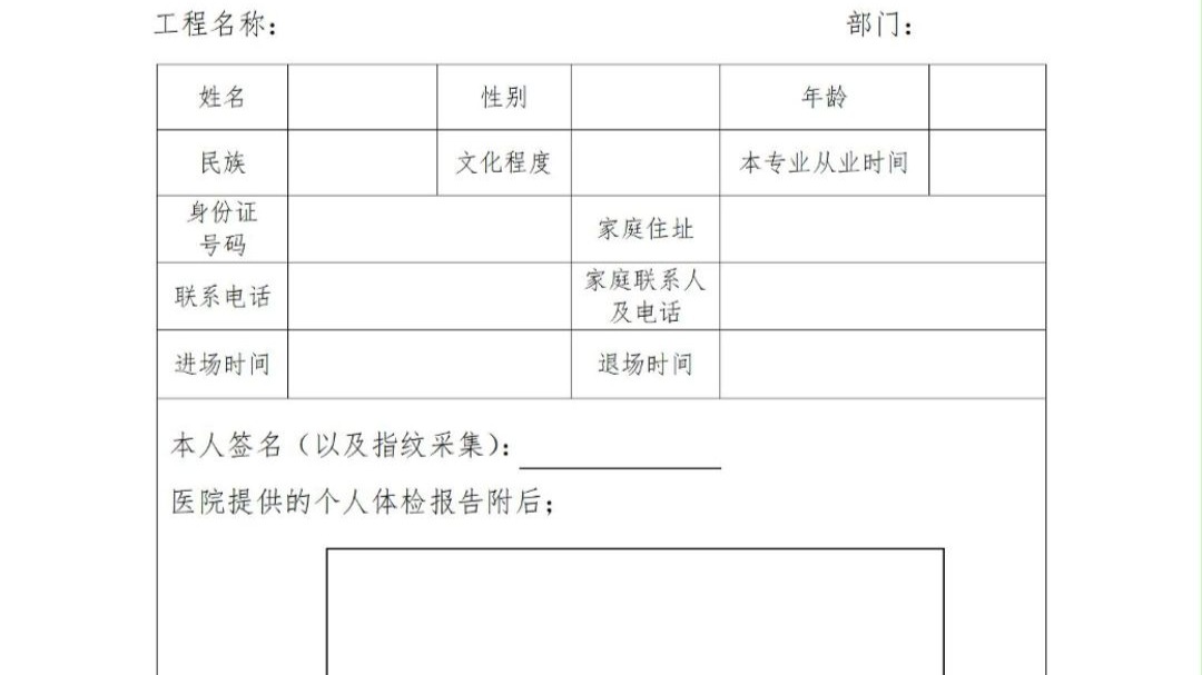 工程员工安全管理档案模板(一人一档汇总)
