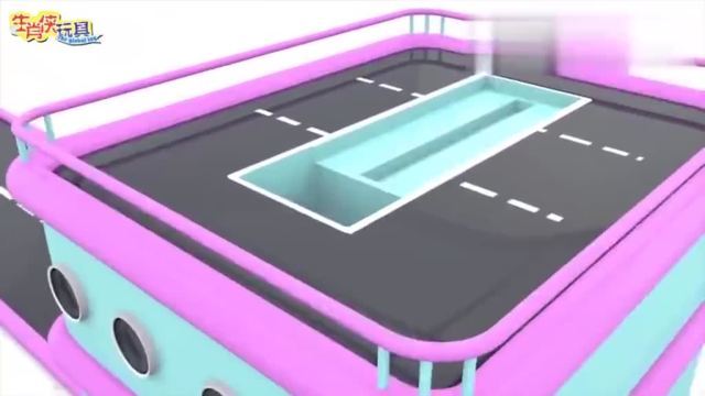 趣味卡通动画:各种小汽车开到天台上,排成一排好看极