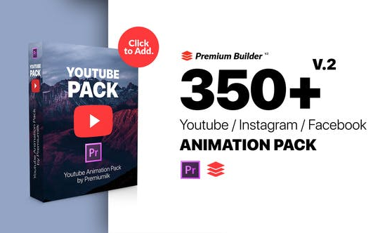 PR模板-350种网络社交标题字幕条聊天表情转场订阅关注视频展示...