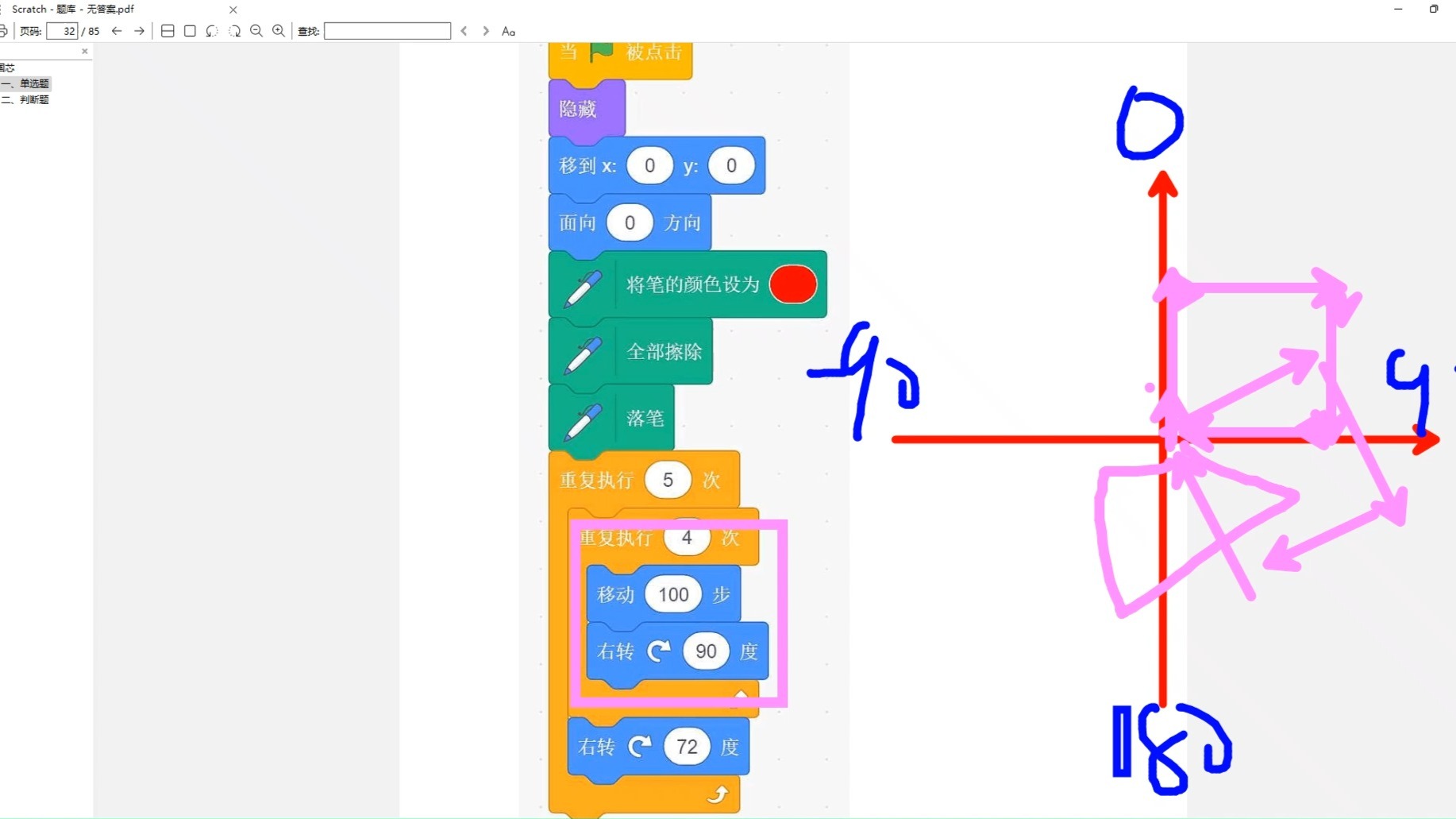 【中国芯 - Scratch】算法选择题 19 - 30 题