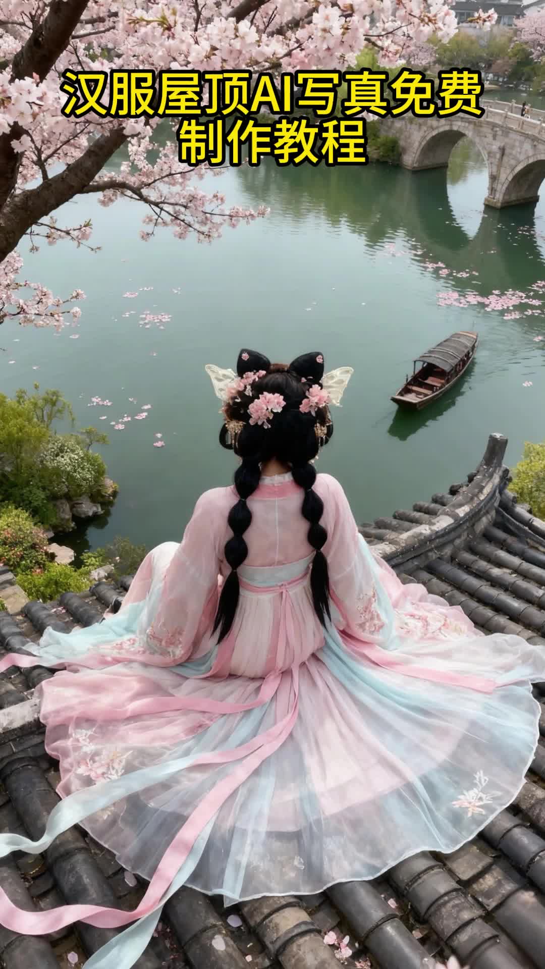 ...豆包汉服屋顶P图 汉服屋顶豆包指令 汉服屋顶写真特效 汉服场景ai...