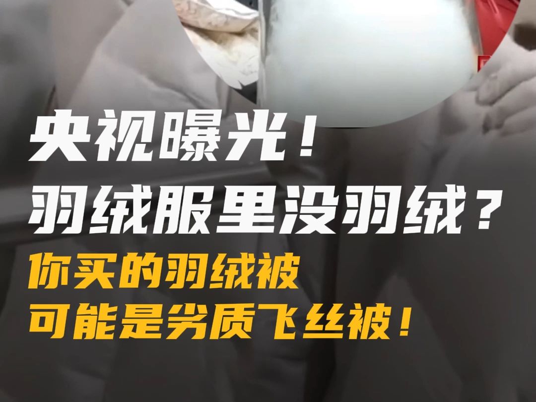 央视曝光!羽绒服里没羽绒?你买的羽绒被可能是劣质飞丝被!