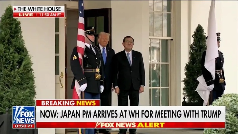 美国总统欢迎日本首相到访