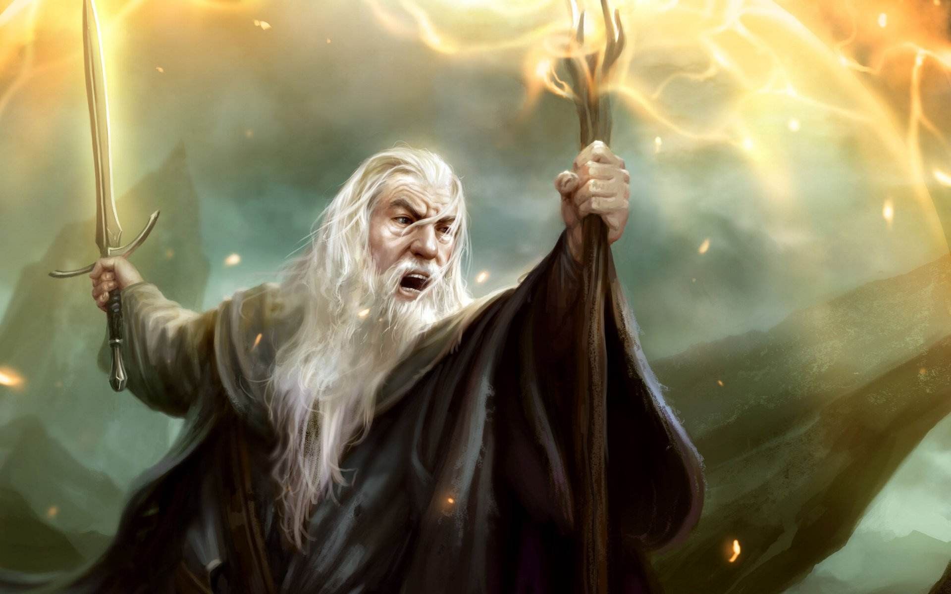 当年甘道夫双持剑杖开无双,这个路灯法杖被武器带去符文大陆了吧