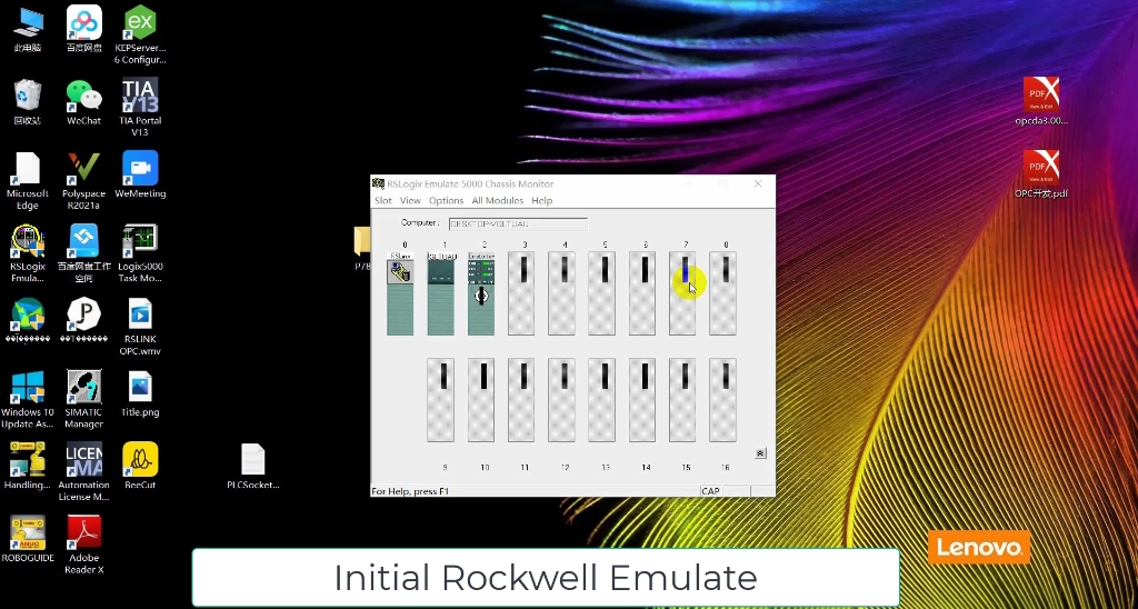 使用Rockwell PLC模拟器进行虚拟调试,自动从RSLink中读取数据进行...