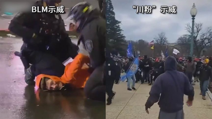 美媒:美国警察对待BLM和川粉截然不同