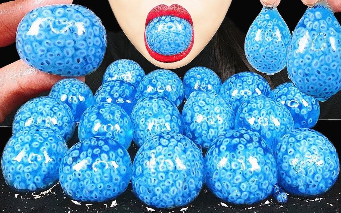 ☆ Abbey ☆ 用海藻酸钠和乳酸钙水制作可食用奇亚籽水球 食音咀嚼音