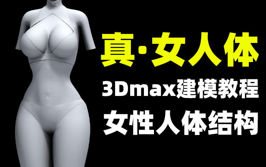 ...真·女人体!3Dmax女性人物角色建模 女性人体结构模型布线制作教程!