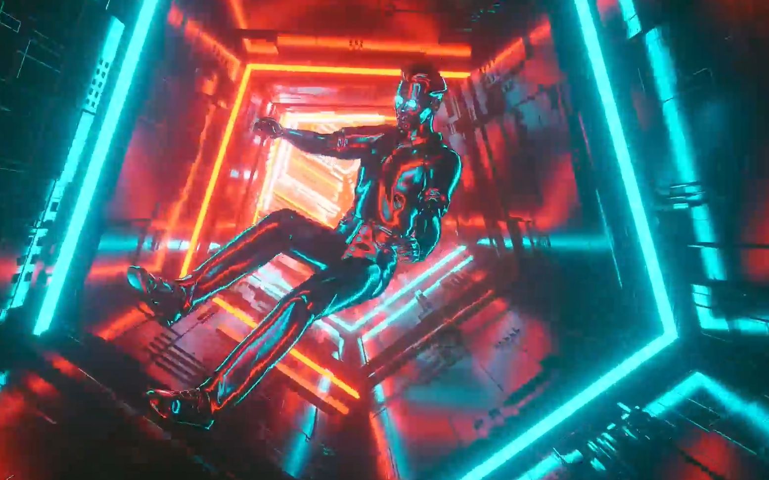 v300 4K画质超高清彩色霓虹灯管灯光闪耀灯光秀时空隧道3D人物迷幻...